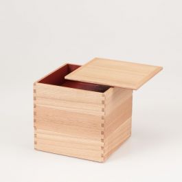 3-tiered Jubako box / Ash wood / Red inside