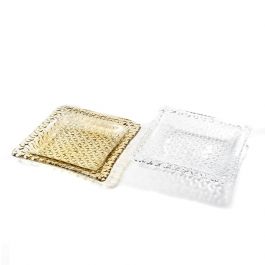 [Set of 2] grid plate / 2 Deep plate 23cm / Clear & Tan