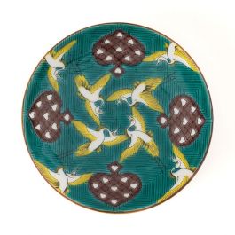 5 gou plate / Ko Kutani Aode Tsuru Karuta Mon