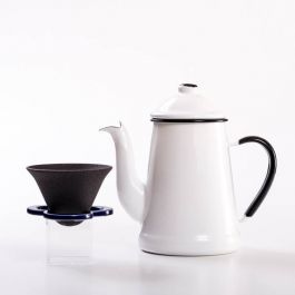 [Set] Glossy hand drip set / L’ambre pot & Caffe hat / White & Blue