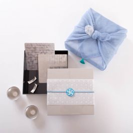 [Tamatebako set] [Dish cloth wrapping] Tin sake set pair / Single ...